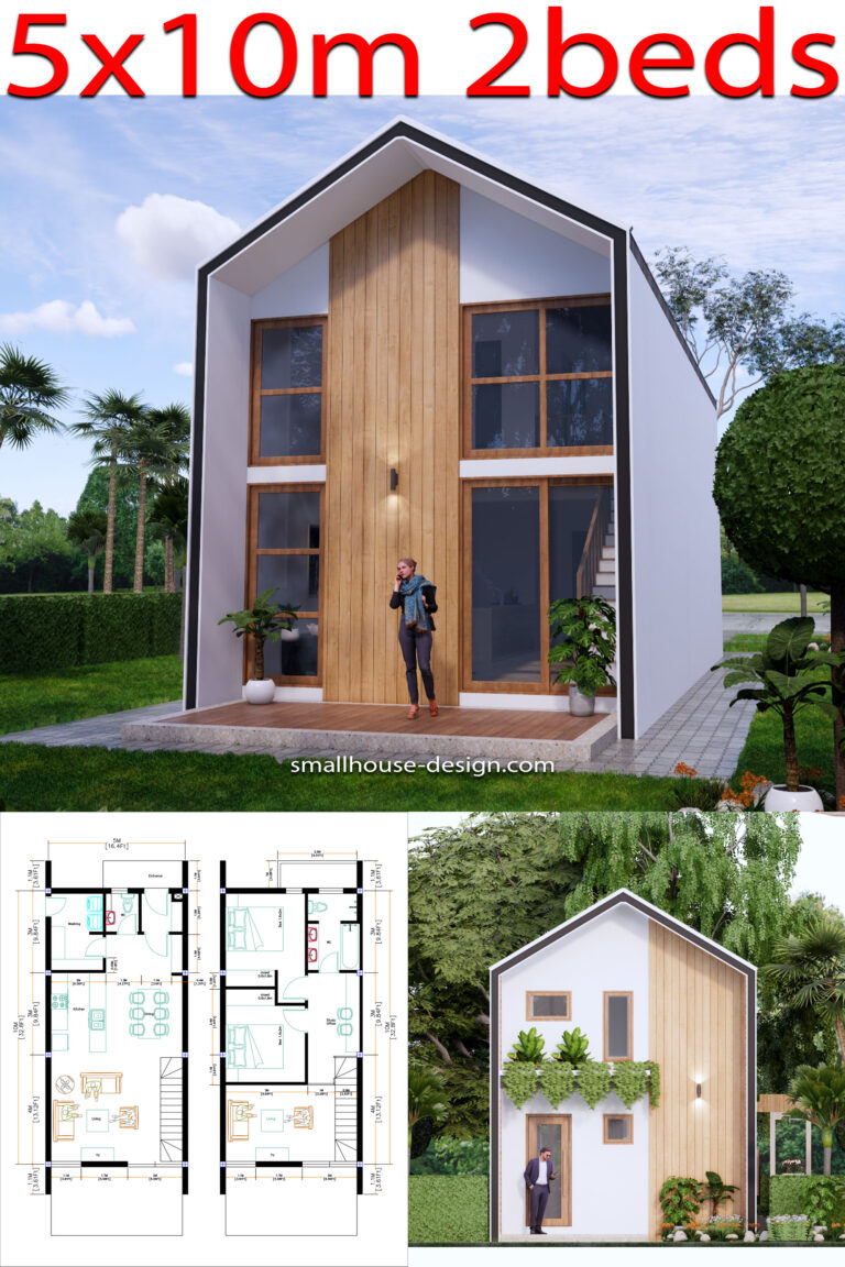 50 Sqm Small House Plan 5x10 Meter 2 Bedrooms - Small House Design Plan