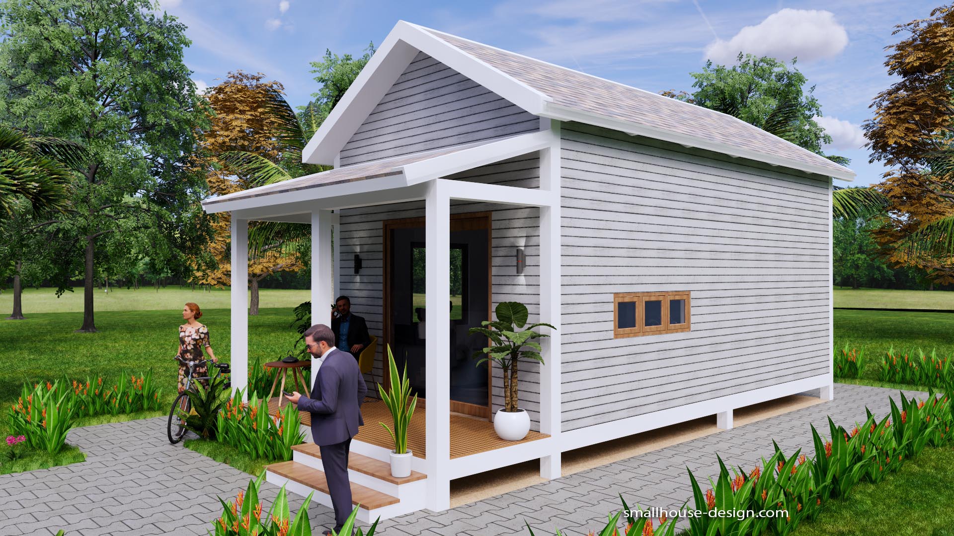 13x23 Loft House Plan 4x7 Meter 2 Beds 1 Bath Gable Roof Free House ...