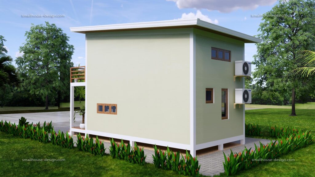 Small House Plan 4x7 Meters with 2 Beds Shed Roof - Small House Design Plan