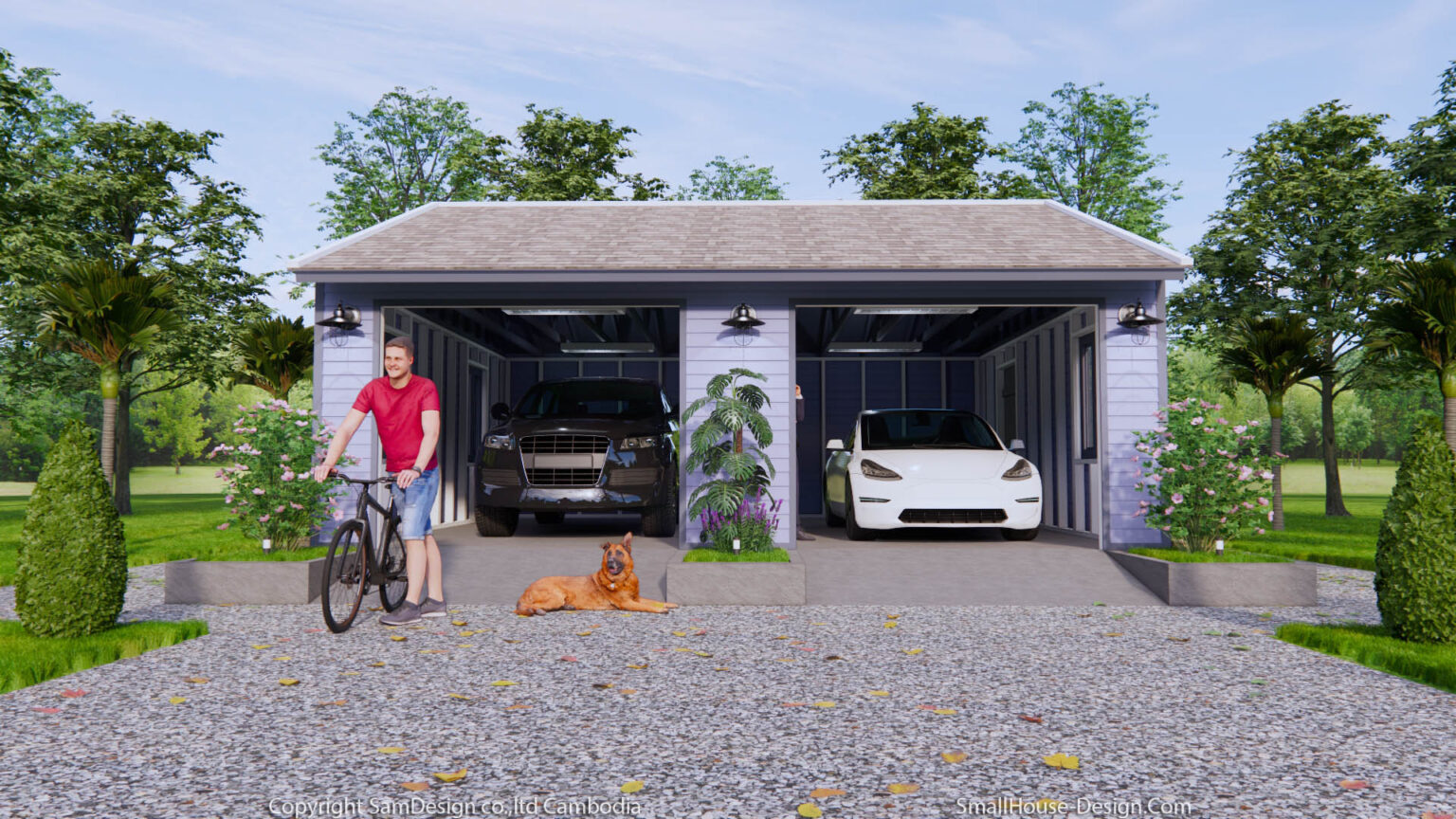 24x24 Garage Shed Plan 2 Cars 7.3x7.3 Meter PDF Plans - Small House ...